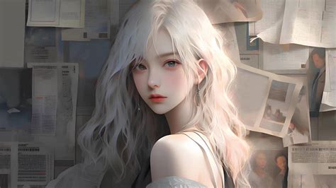 报纸墙 动漫女孩银发4k壁纸3840x2160 壁纸爱好者