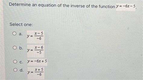 Solved Determine An Equation Of The Inverse Of The Function Chegg Com