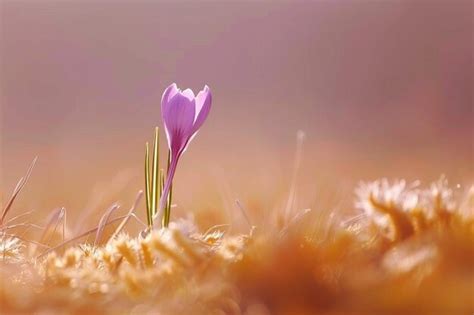 Premium Photo Fragile Crocus Sprouts New Life In Meadow Generated