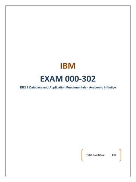 Exam 000 302 Db2 9 Database And Application Fundamentals Academic