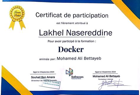 Completed Docker Training At Sofrecom Tunisie Nasereddine Lakhal Posted On The Topic Linkedin