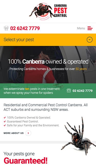 Pest Control Website Design Canberra Pest Control Redback