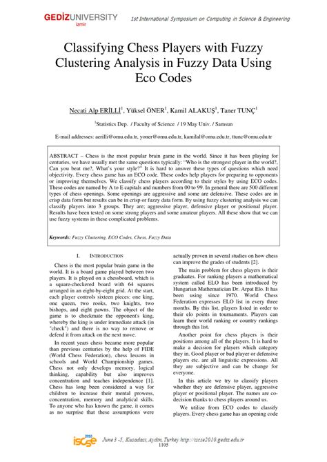 Pdf Classifying Chess Players With Fuzzy Clustering Analysis In Fuzzy