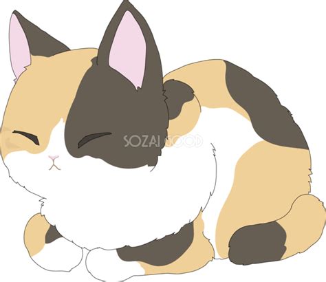 三毛猫 かわいい猫イラスト無料 フリー88740 素材good