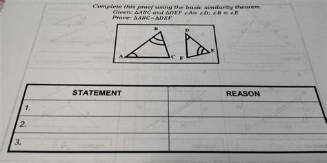 Solved Complete This Proof Using The Basic Similarity Theorem Given
