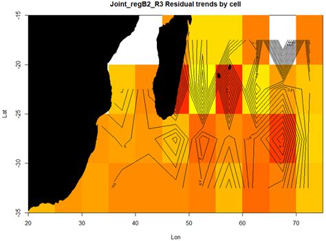 Trends In Temporal Residuals By Grid Cell For Temperate Bigeye Regions Download Scientific