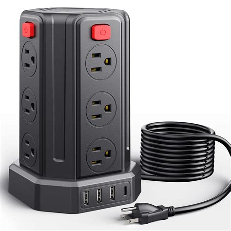 Buy Power Strip Surge Protector 10 Ft Extension Cord With 12 AC