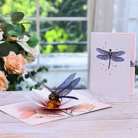 Dragonfly And Cosmos Flower Pop Up Card I Unipop