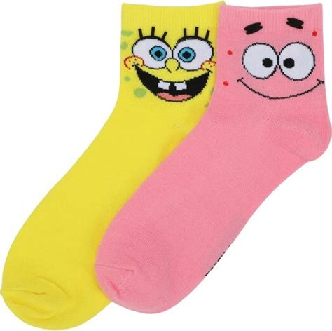 Spongebob Squarepants Squarepant Adult Quarter Crew Sock 2 Pack Of Bikini Bottom Fun Shopstyle