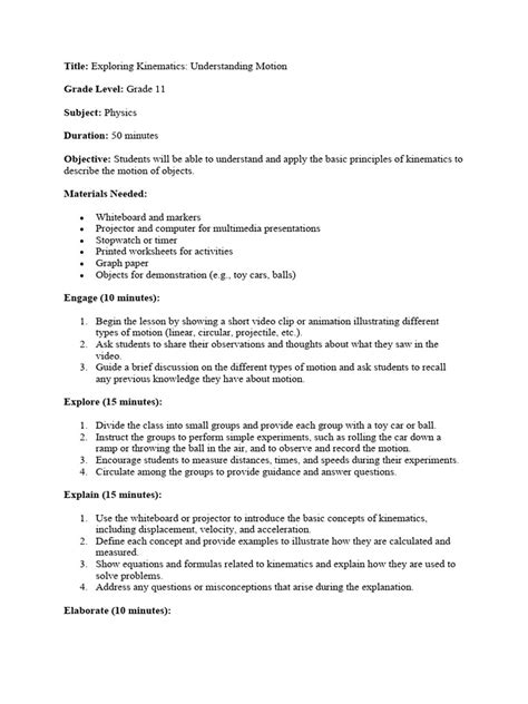 Exploring Kinematics 16 Pdf Acceleration Kinematics