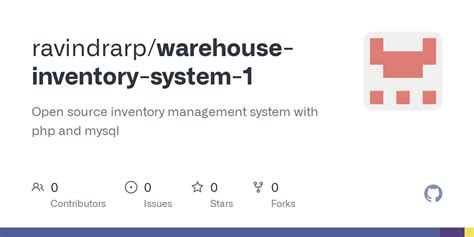 Github Ravindrarpwarehouse Inventory System 1 Open Source Inventory