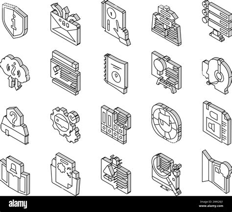 Information And Client Supporting Isometric Icons Set Vector Stock