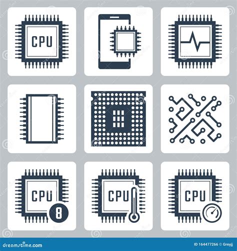 CPU And Electronic Chip Icons Stock Vector Illustration Of Microchip Data