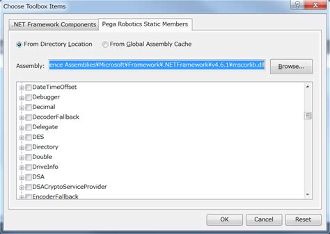 Some Net Framework Components Cannot Be Found With Choose Items