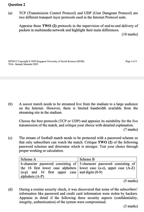 Solved A TCP Transmission Control Protocol And UDP User Chegg Com