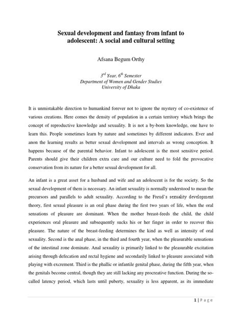Sexual Development And Fantasy From Infant To Adolescent A Social And