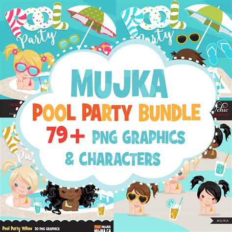 Pool Party Clipart Bundle Collection Of Cute Backyard Pool Party Bir