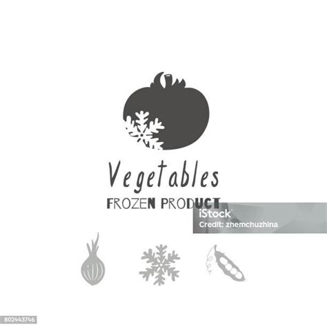 손이 그린된 실루엣 야채 저장 로그인 또는 템플릿에 대 한 공예 식품 포장 브랜드 아이덴티티 냉동된에 대한 스톡 벡터 아트 및 기타 이미지 Istock