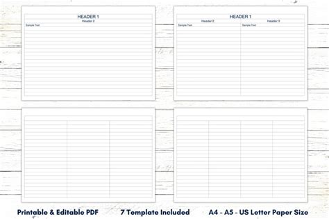 Blank Columns Chart Sheet Printable Editable Blank Worksheet Fillable
