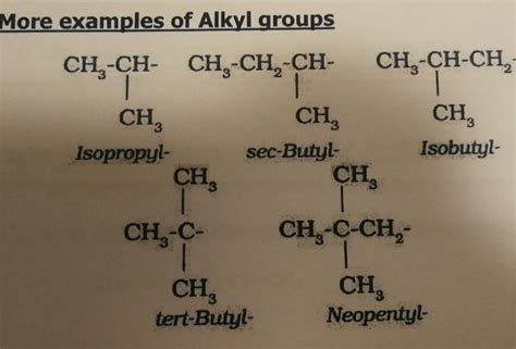 More Examples Of Alkyl Groups C Ch C Ccccc Cccc Isopropyl Sec Butyl