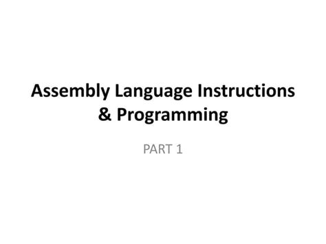 Assembly Language Instructions And Programming Pptx