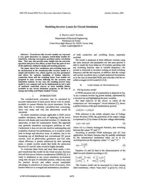 Pdf Modeling Inverter Losses For Circuit Simulation