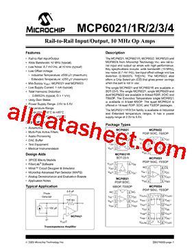 MCP6022 I P Datasheet PDF Microchip Technology