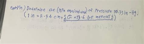 Solved Eample Determine The KPa Eqqivalent Of Pressure Chegg Com