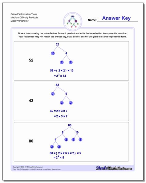 50 Prime Factorization Tree Worksheet Chessmuseum Template Library