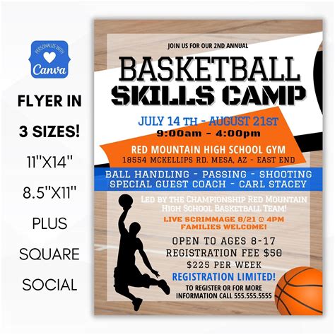 Basketball Skills Camp Flyers Set Simple Desert Designs