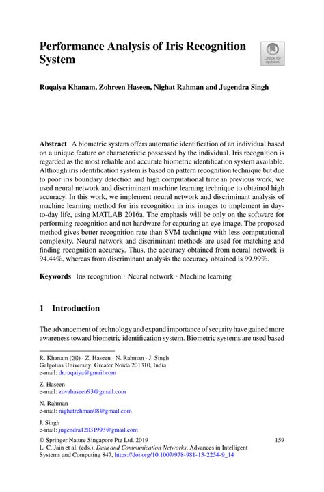 Pdf Performance Analysis Of Iris Recognition System Proceedings Of
