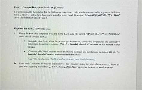 solved task 2 grouped descriptive statistics [22marks] it