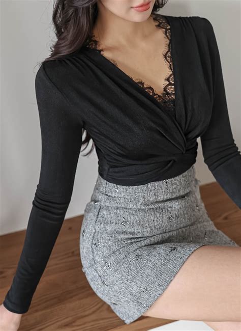 깜장오리 마이즈 레이스 셔링 꼬임 탑