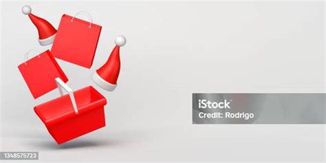 쇼핑백과 산타 모자가 달린 크리스마스 쇼핑 공간을 복사합니다 3d 일러스트레이션 3차원 형태에 대한 스톡 사진 및 기타 이미지 3차원 형태 가방 개념 Istock