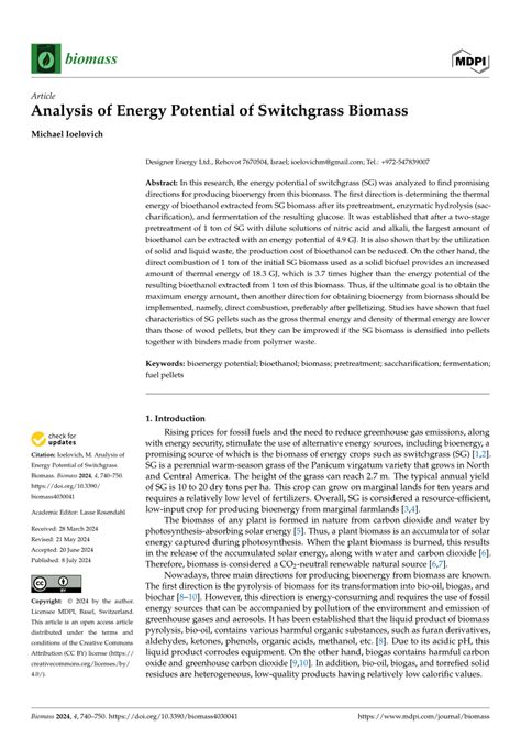 Pdf Analysis Of Energy Potential Of Switchgrass Biomass