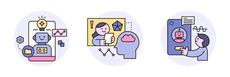 인공 지능 뇌 데이터 및 로봇 분석 프리미엄 벡터