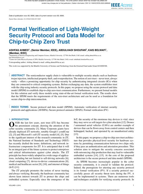 Pdf Formal Verification Of Light Weight Security Protocol And Data Model For Chip To Chip Zero
