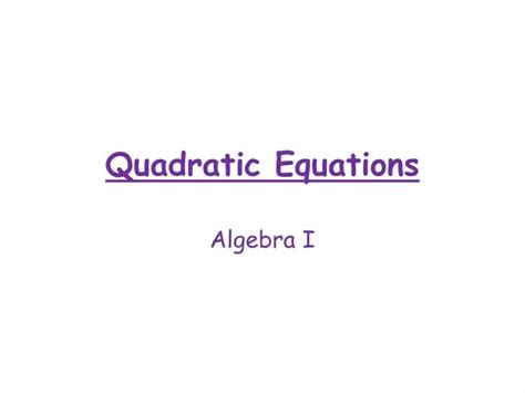 PPT Quadratic Equations PowerPoint Presentation Free Download ID