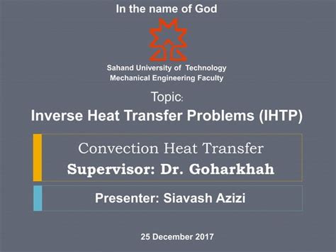 Inverse Heat Transfer Problems Ihtp Ppt