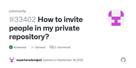 How To Invite People In My Private Repository · Community · Discussion