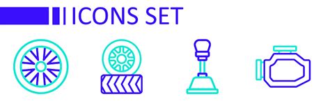 라인 체크 엔진 기어 시프터 자동차 타이어 휠 및 스톱워치 아이콘을 설정합니다 벡터 경계 표지에 대한 스톡 벡터 아트 및 기타 이미지 경계 표지 계시기 고무 Istock