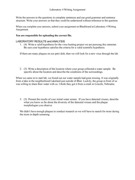week 4 lab assignment laboratory 4 writing assignment write the