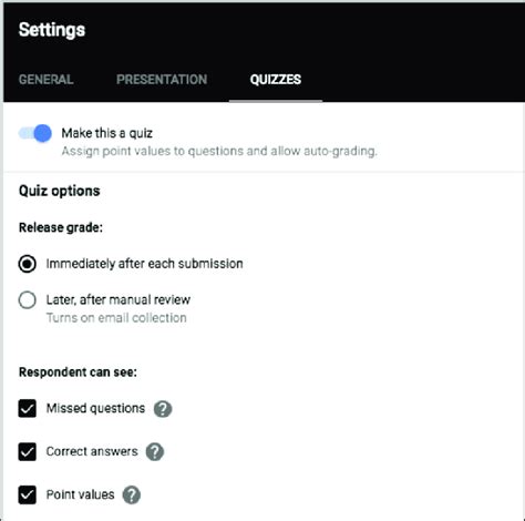 Google Form Quiz Settings Reproduced From Google Forms Retrieved From Download Scientific