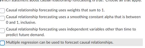 Solved Causal Relationship Forecasting Uses Weights That Sum Chegg Com