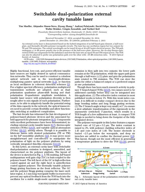 Pdf Switchable Dual Polarization External Cavity Tunable Laser