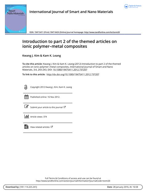 Pdf Introduction To The Themed Articles On Ionic Polymer Metal Composites