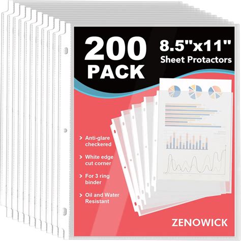 200 Pack Sheet Protectors 8 5 X 11 Inch Clear Page Protectors For 3 Ring Binder