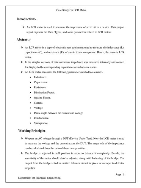 Lcr Meter Project Report Pdf Electrical Impedance Electronics