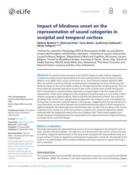 Pdf Impact Of Blindness Onset On The Representation Of Sound Categories In Occipital And