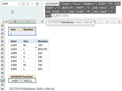 How To Use The Dstdevp Function